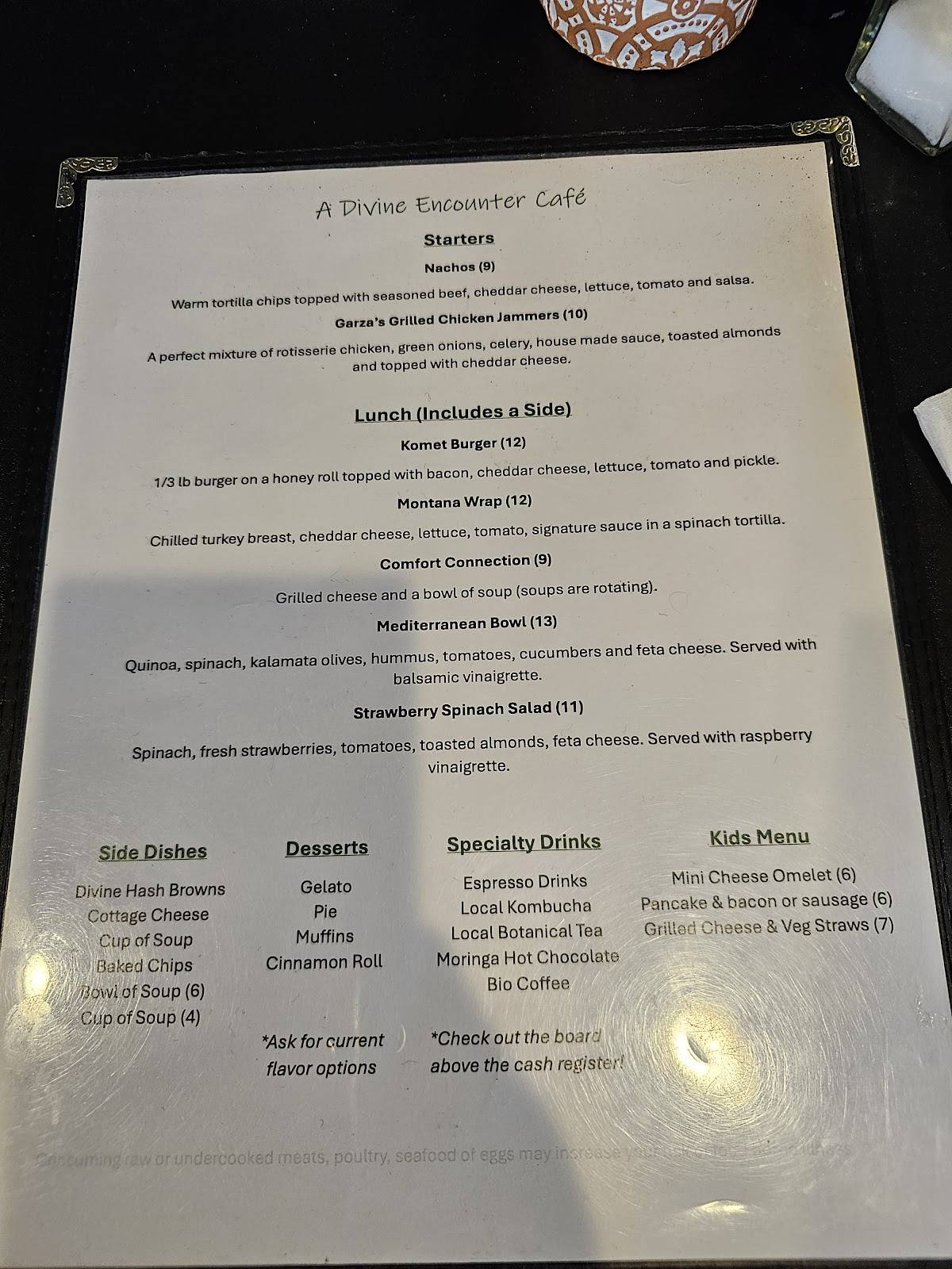 Menu at A Divine Encounter Café cafe, Fort Wayne