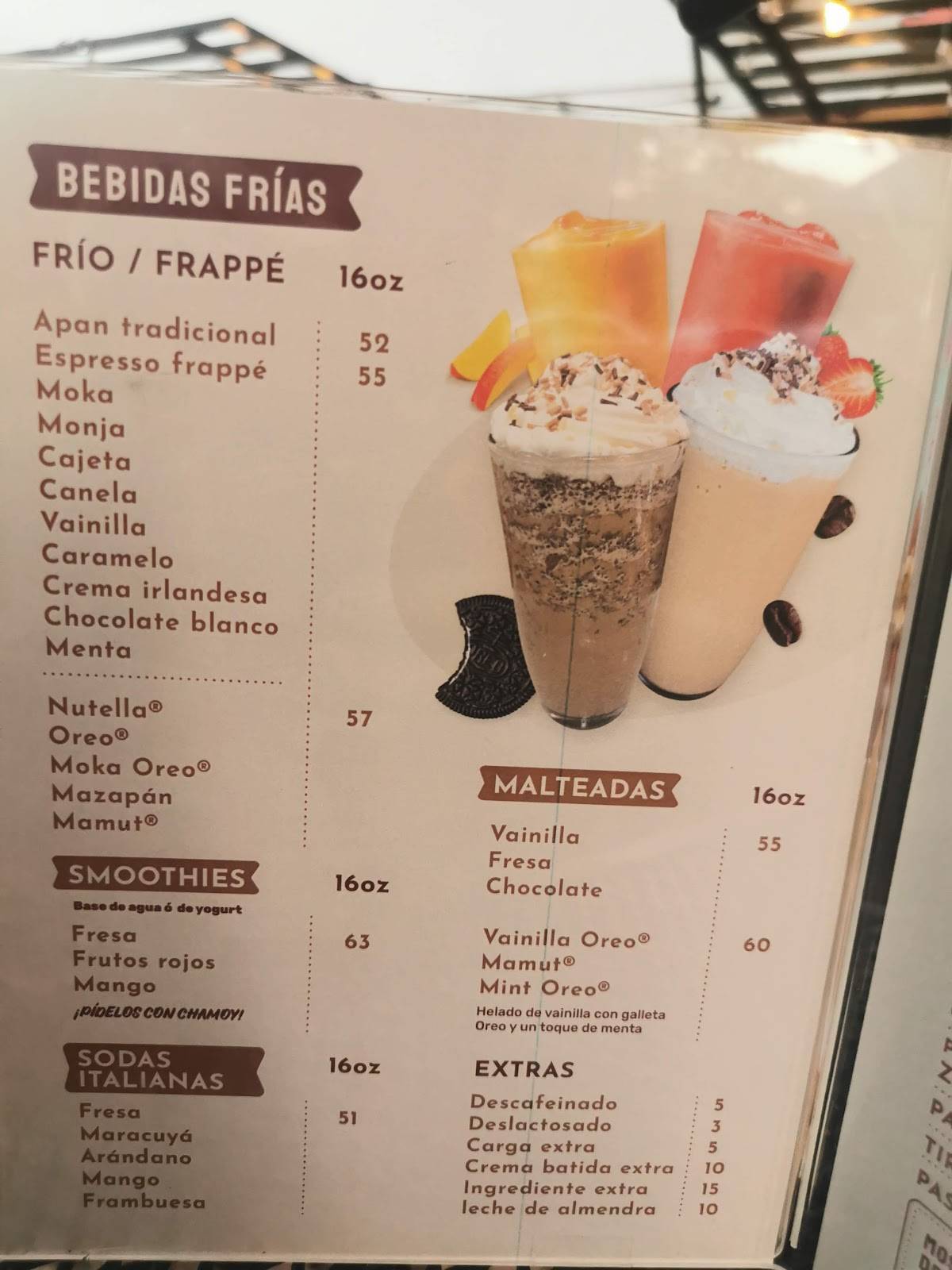 Menu at Cafe Apan tab, Villahermosa