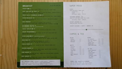 Menu at Cafe Avion, Auckland