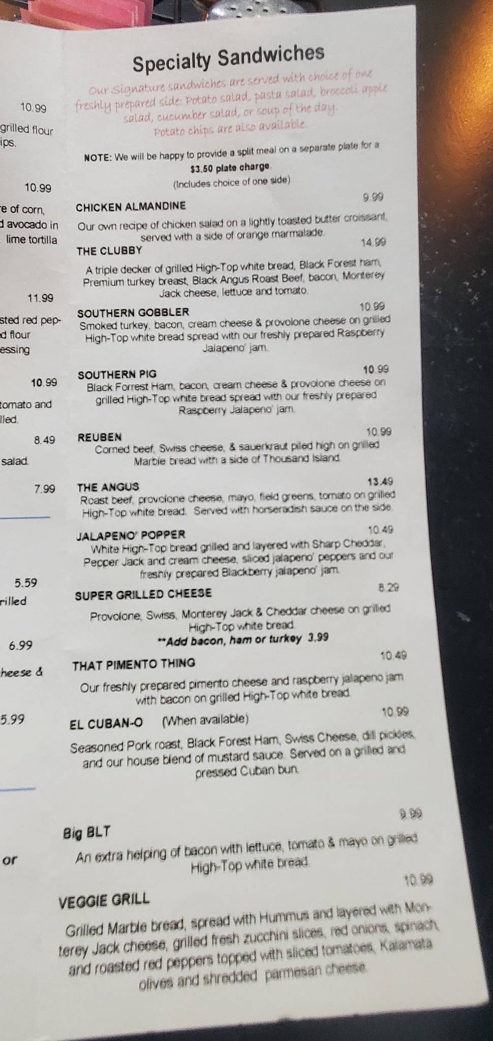 Menu at Backdoor Bistro & Coffeehouse of Perry cafe, Perry
