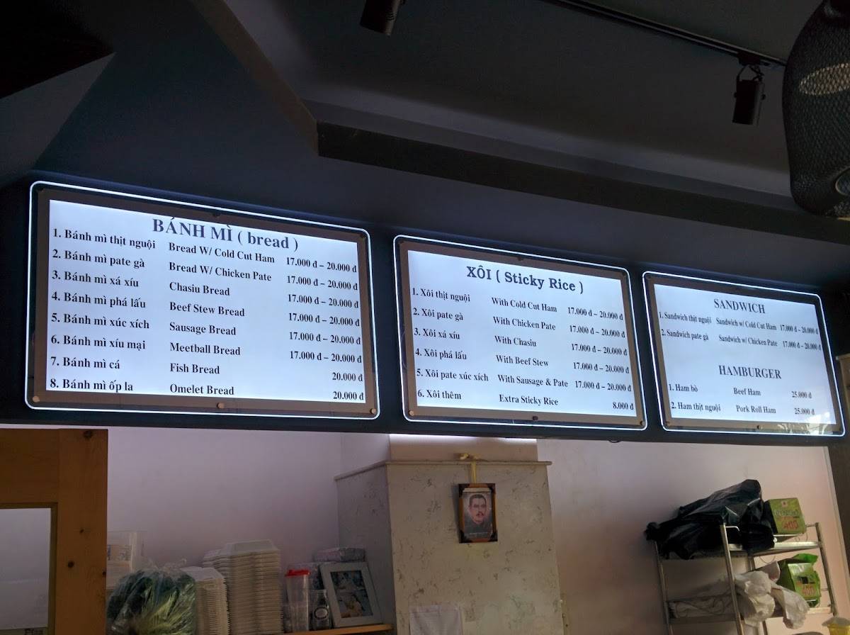 Menu at My Wu Bakery, Phan Thiet