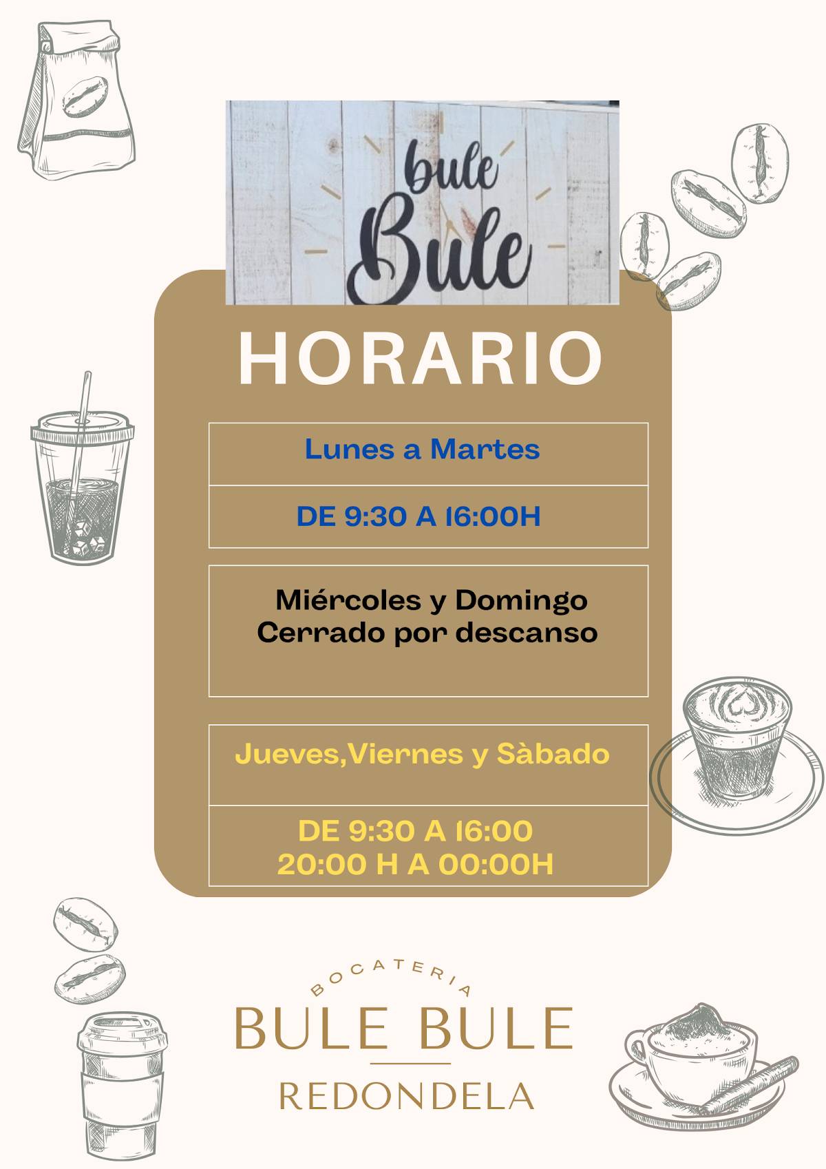 Carta de Cafe Bar Bule Bule, Redondela