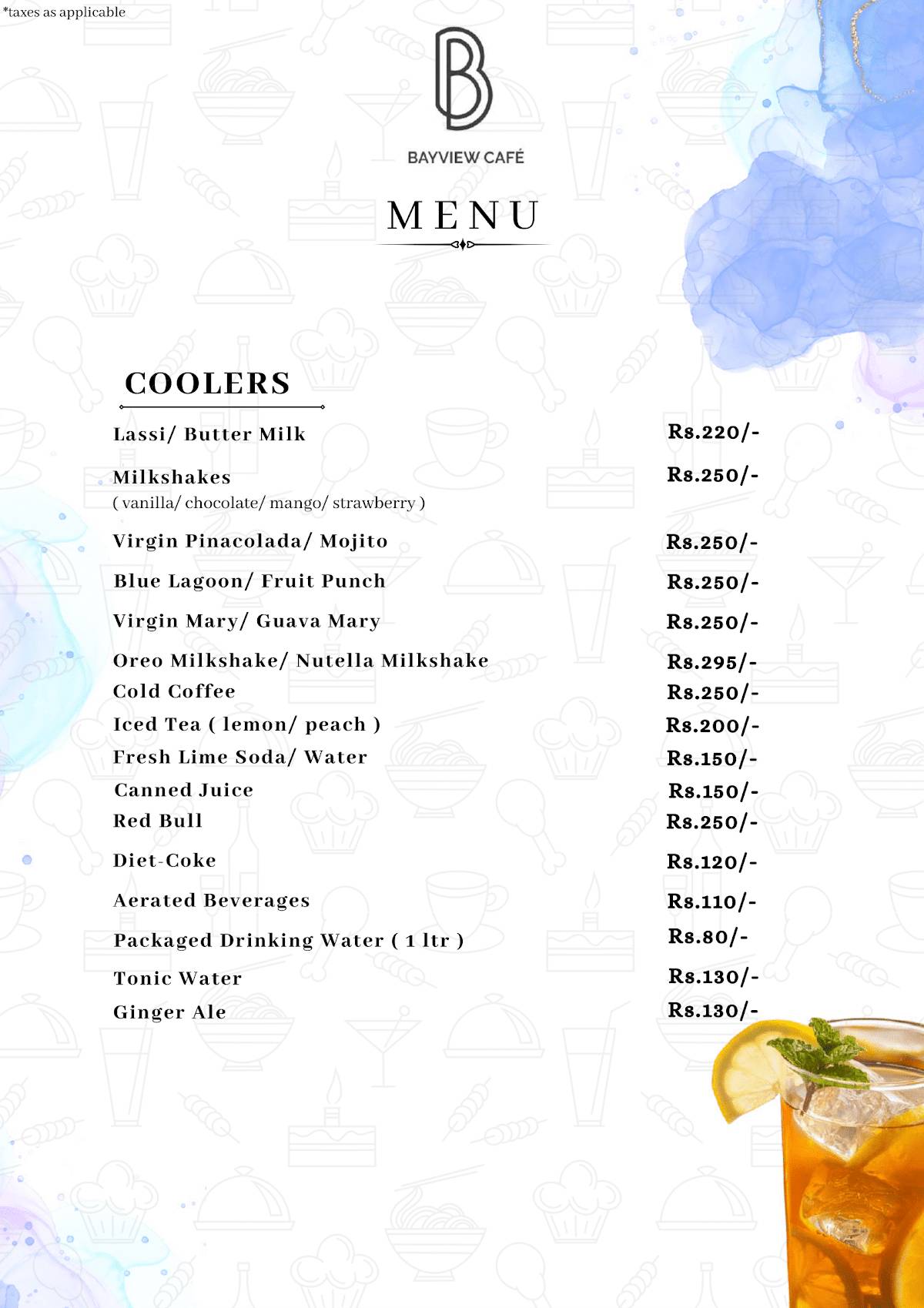 Menu at Bay view Cafe, Mumbai