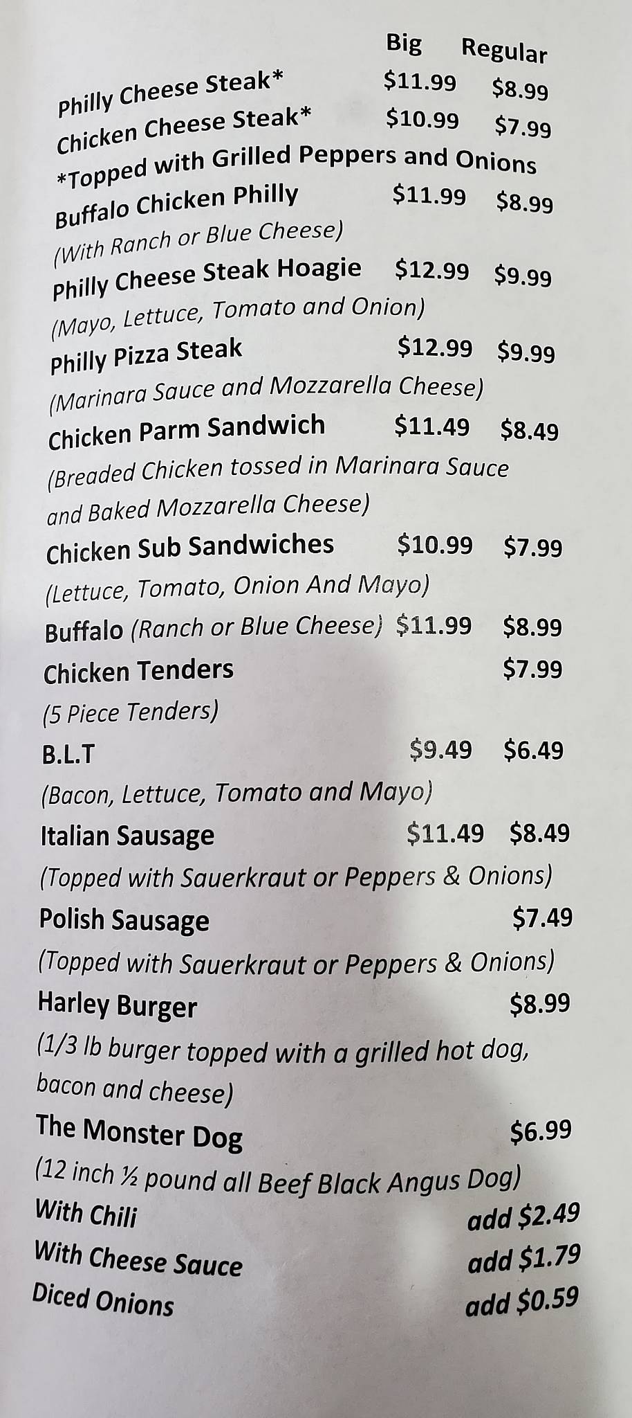 Menu at Carnival Cafe, Rogersville