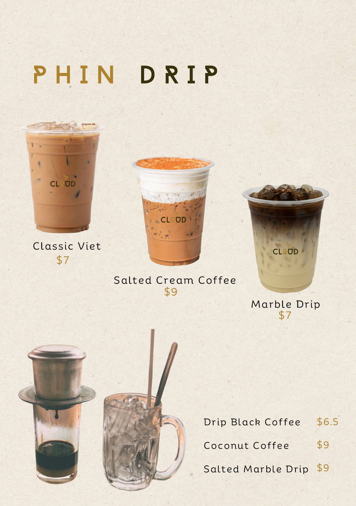 Carta de Cloud Brew Cafe, Bankstown