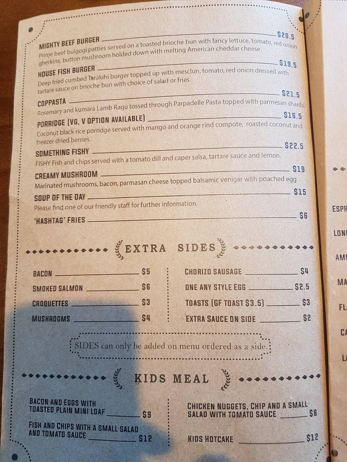 Menu at Copper Spot Cafe & Eatery, Auckland