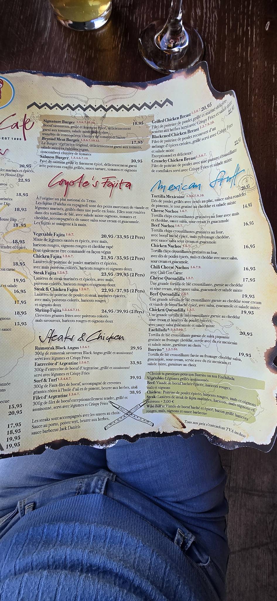 Menu at Café Coyote Belval, Sanem, 10-12 Av. du Swing