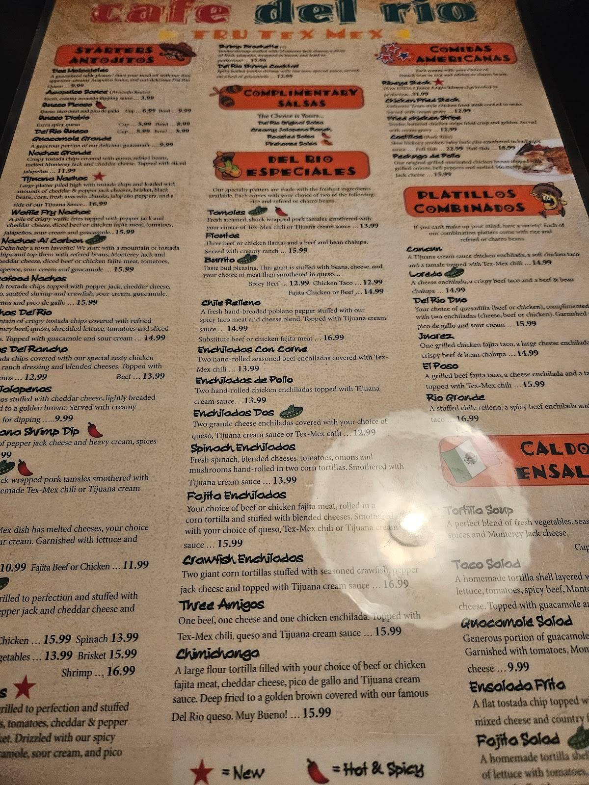 Menu at Cafe Del Rio, Mesquite, N Peachtree Rd