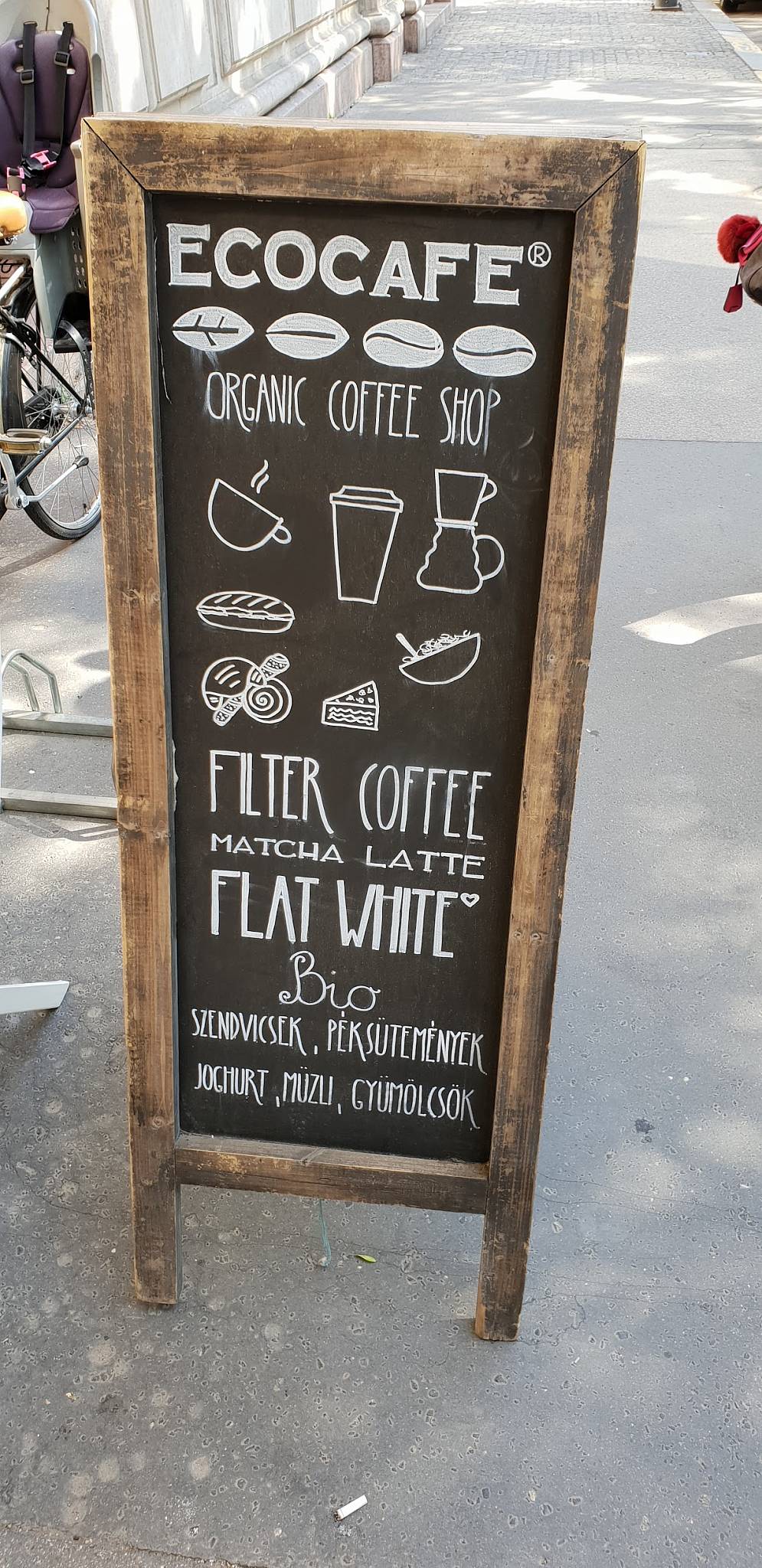 Menu at Ecocafe - organic specialty coffee shop, Budapest, Andrássy út 68