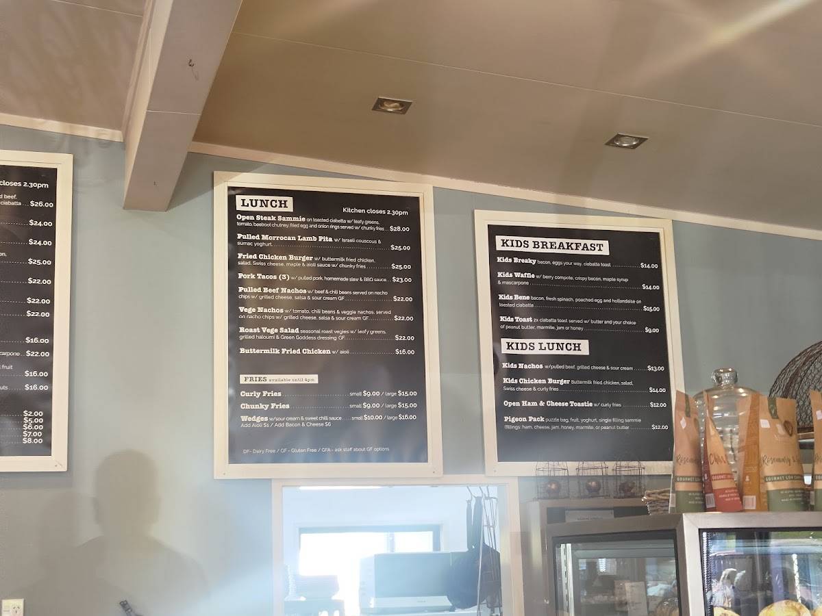 Menu at Fat Pigeon Cafe, Piopio