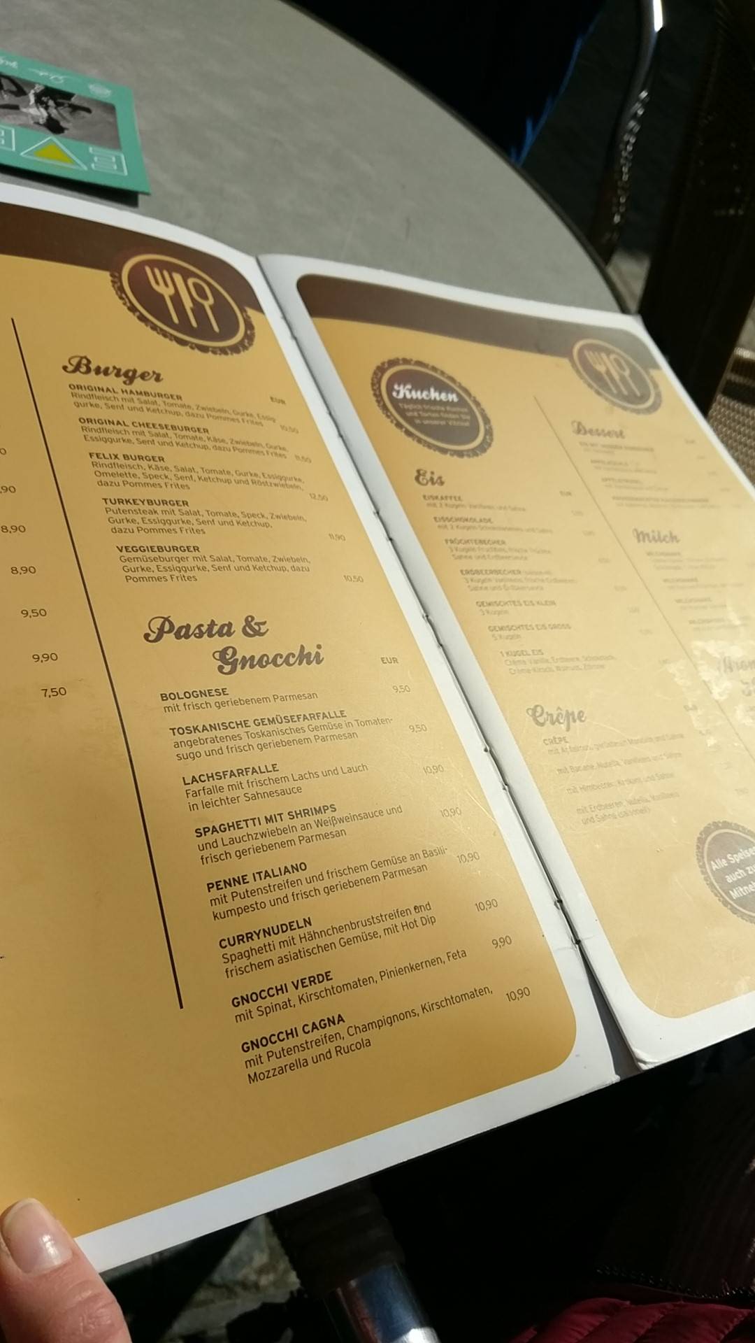 Speisekarte von Cafe Felix, Regensburg