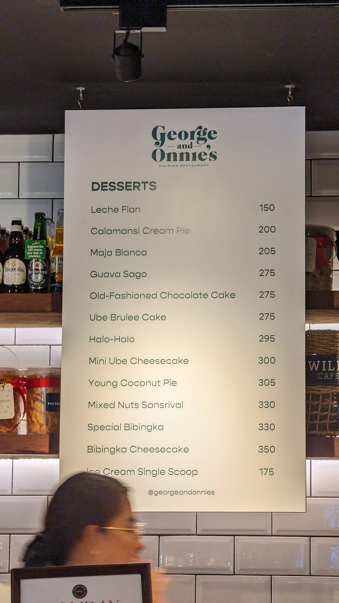 Menu at George and Onnie's - Salcedo Village cafe, Makati, Salcedo Village