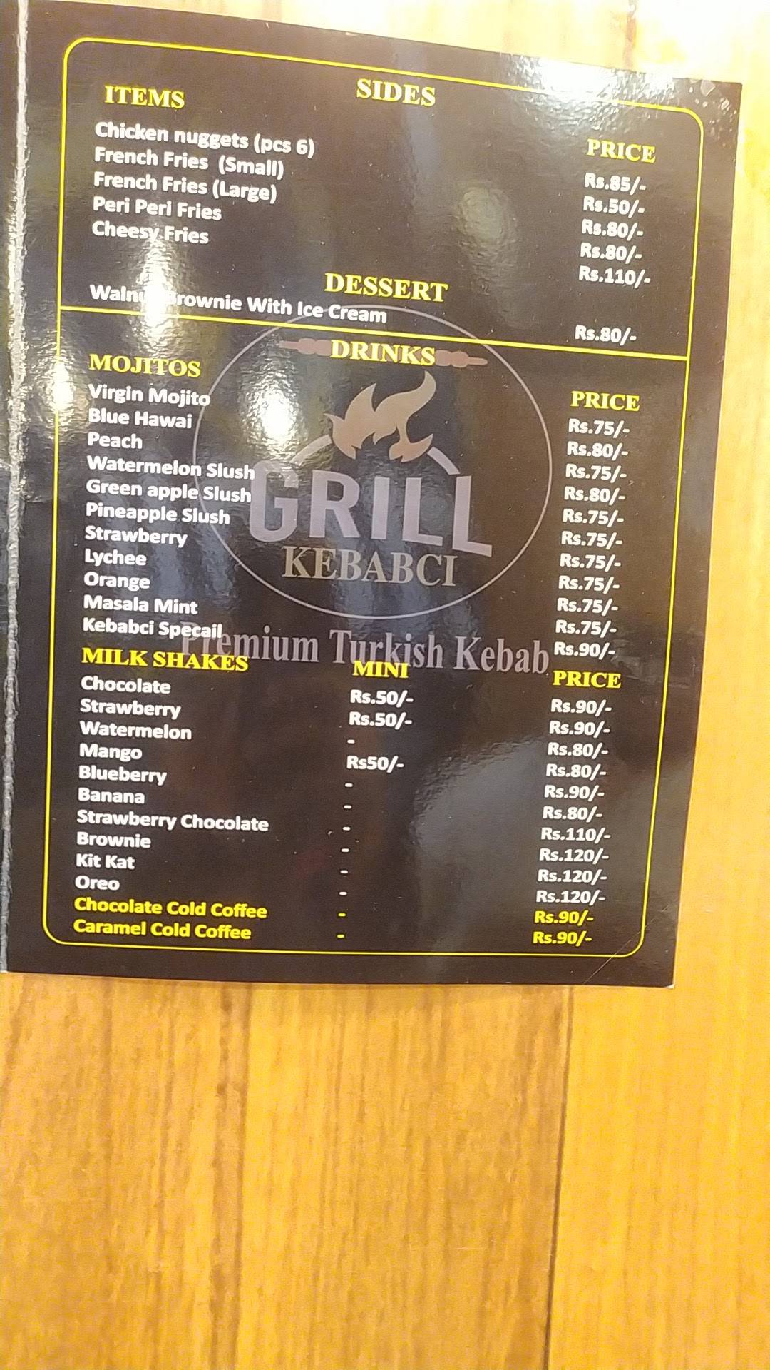 Menu at Grill kebabci, Hyderabad