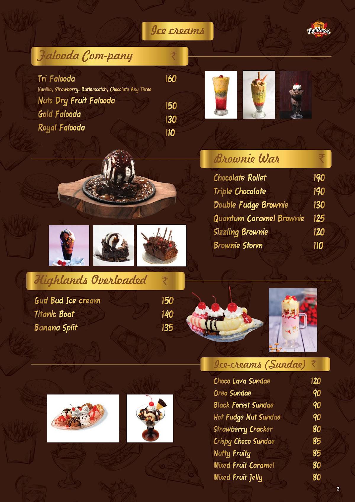 Menu at Highlands Cafe & Diner, Chinnalapatti