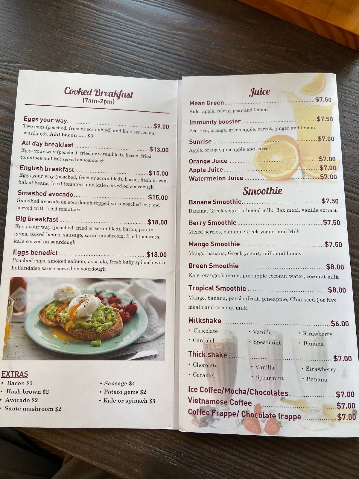 Menu at Kim Bakery Cafe, Pinjarra