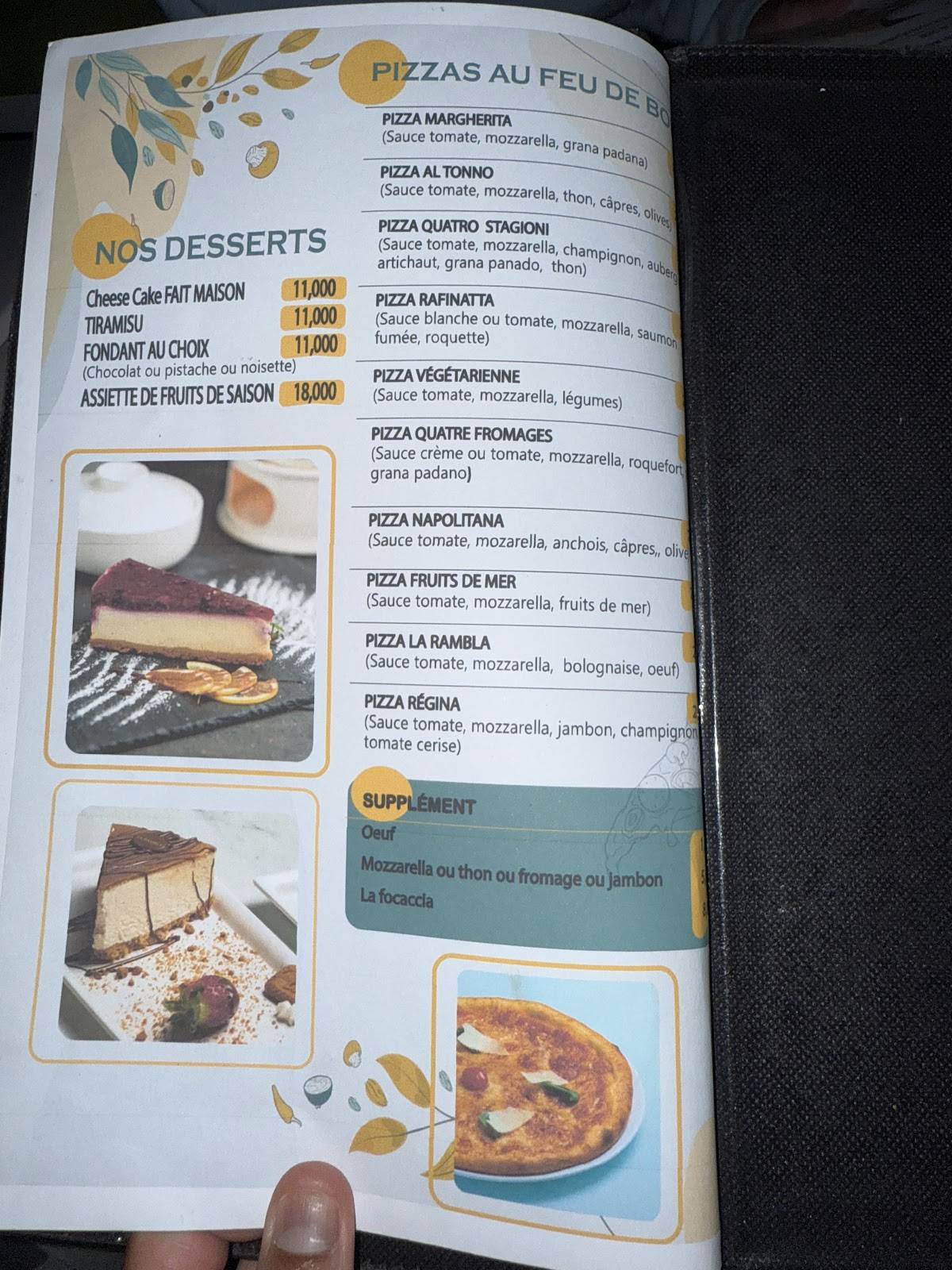 Menu at LA RAMBLA cafe, Hammamet, Blvd. Ibn el Fourat