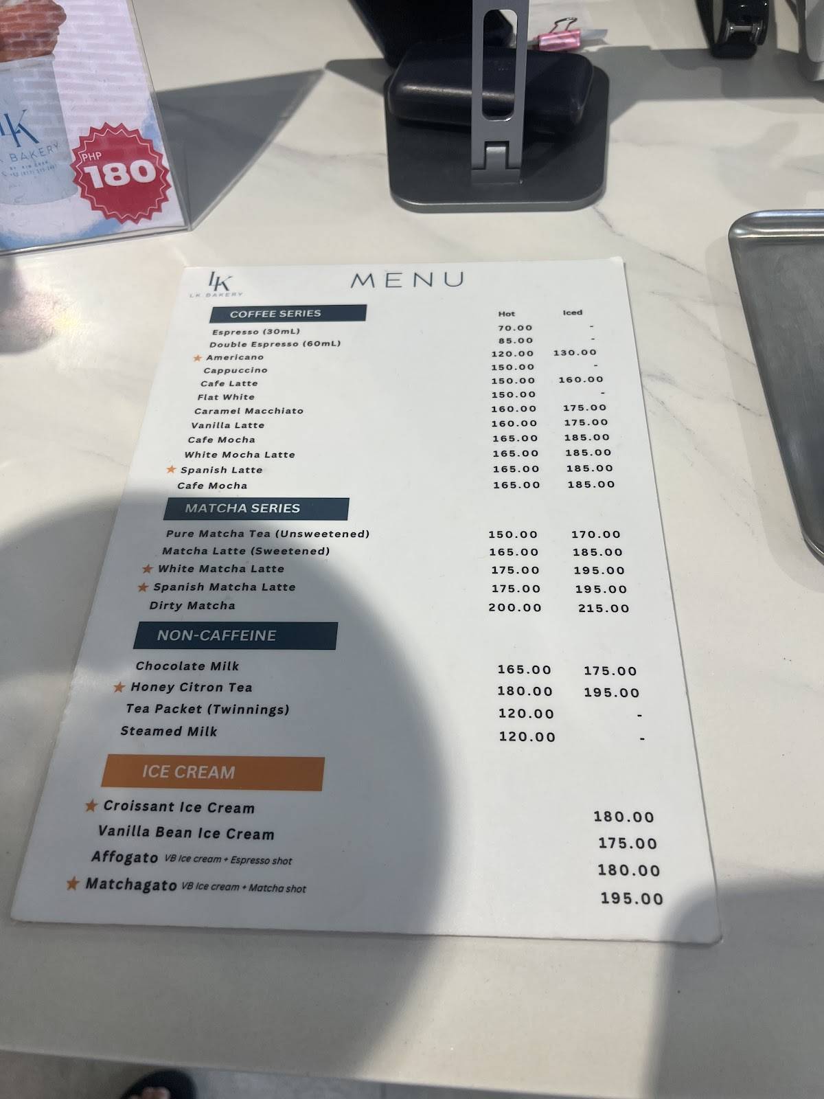 Menu at LK Bakery, Cebu City