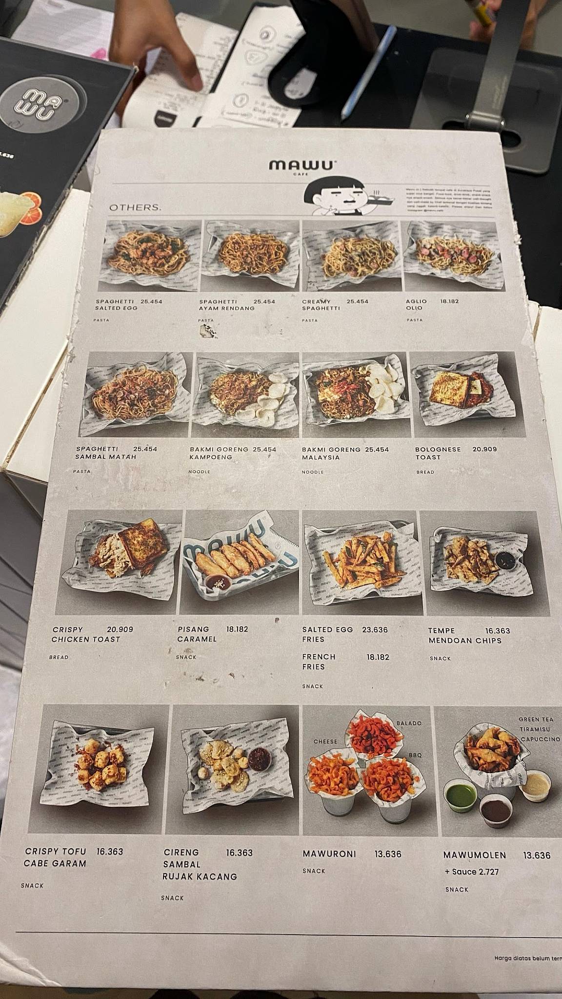Menu at Mawu Cafe, Surabaya