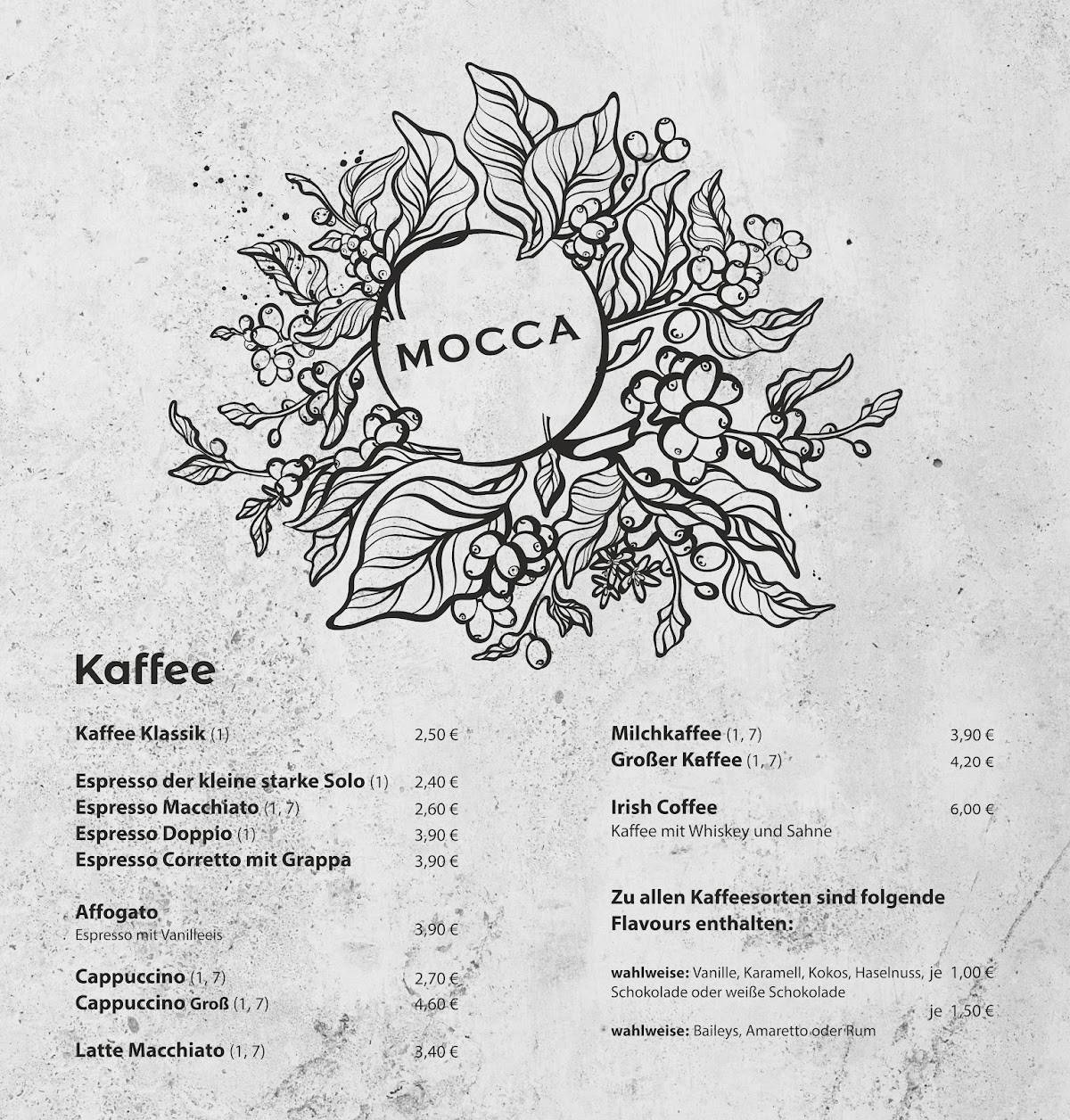 Speisekarte von Café Mocca restaurant, Essen