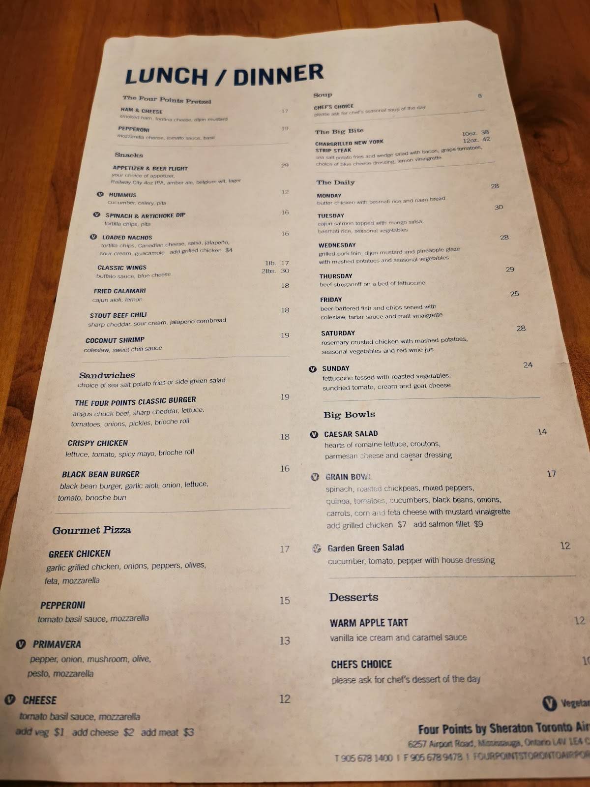 Menu at Moments Restaurant & Lounge, Mississauga