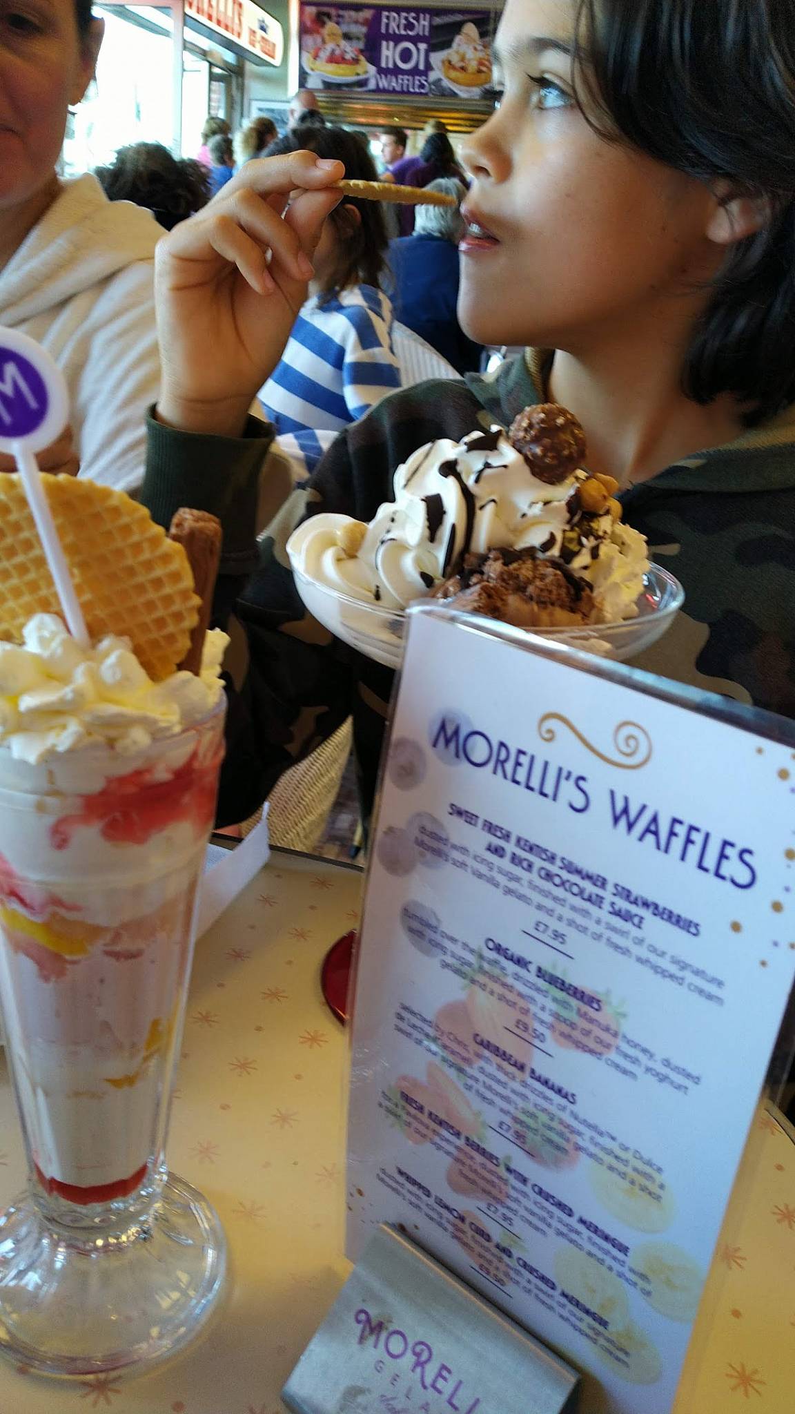 Menu at Morelli's Gelato cafe, Broadstairs