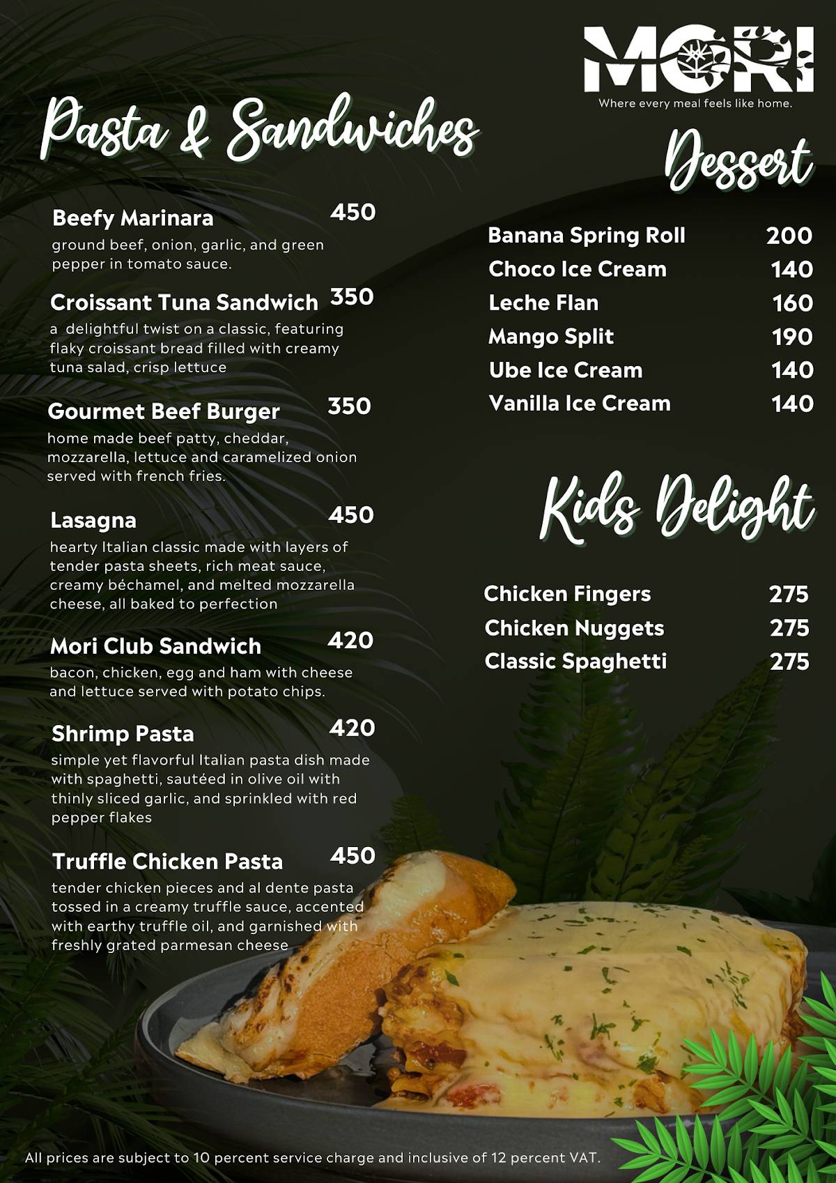 Menu at Mori Restaurant Cafe, Laurel