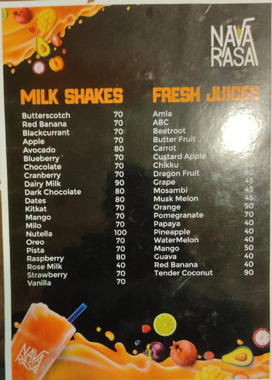 Menu at NAVARASA, Chennai, 117a
