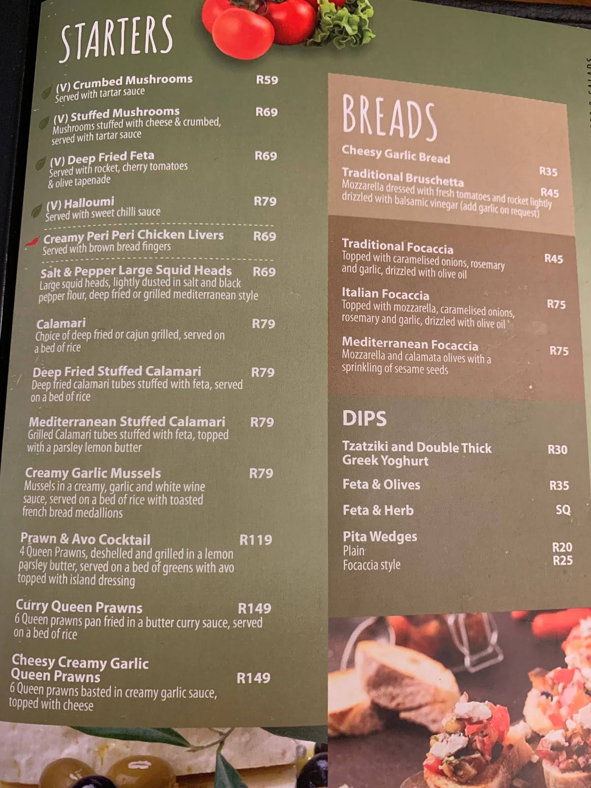 Menu at Café Neo restaurant, East London