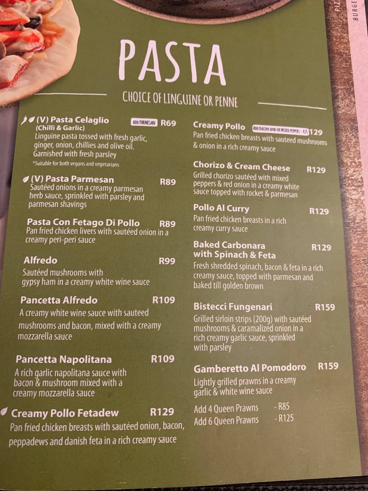 Menu at Café Neo restaurant, East London