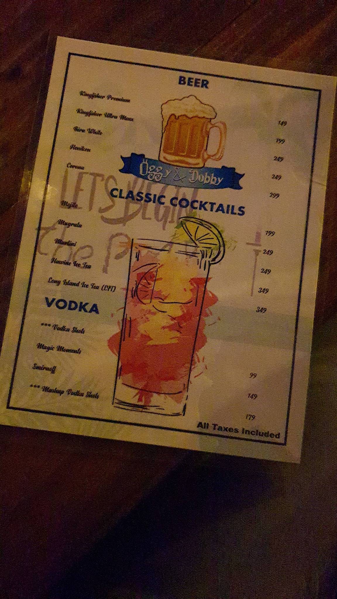 Menu at Oggy & dobby, New Delhi, 3rd Floor