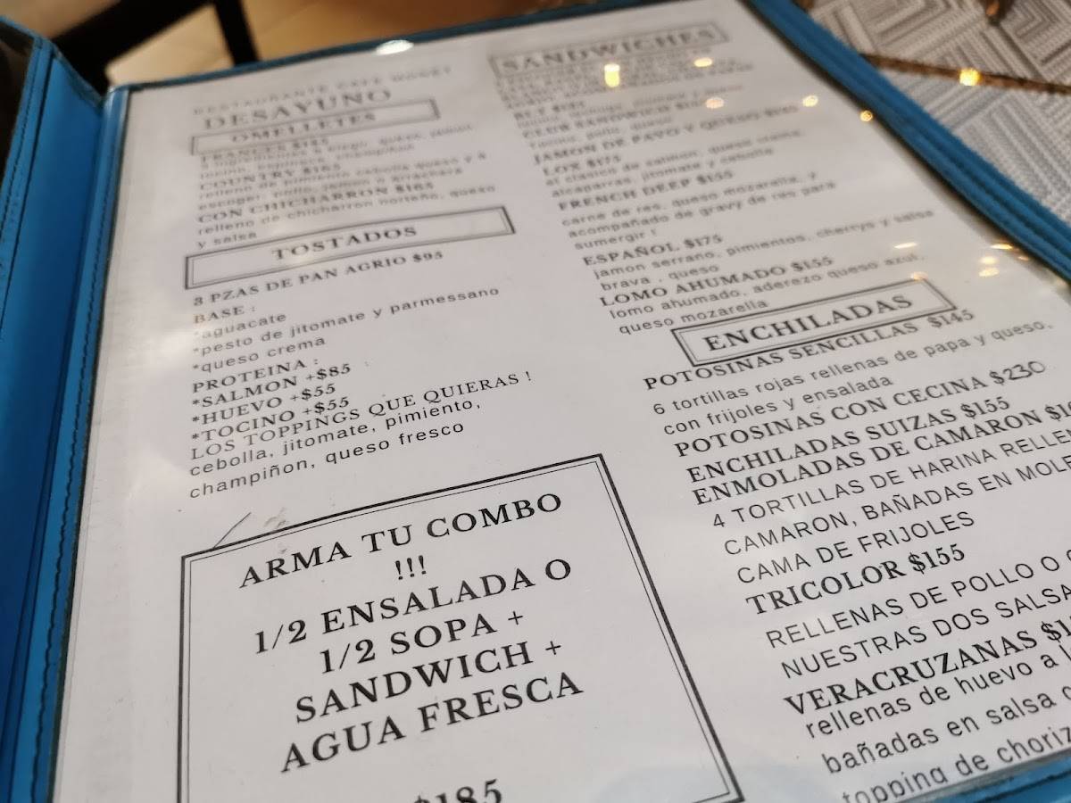 Carta de Restaurante Cafe Monet, San Miguel de Allende