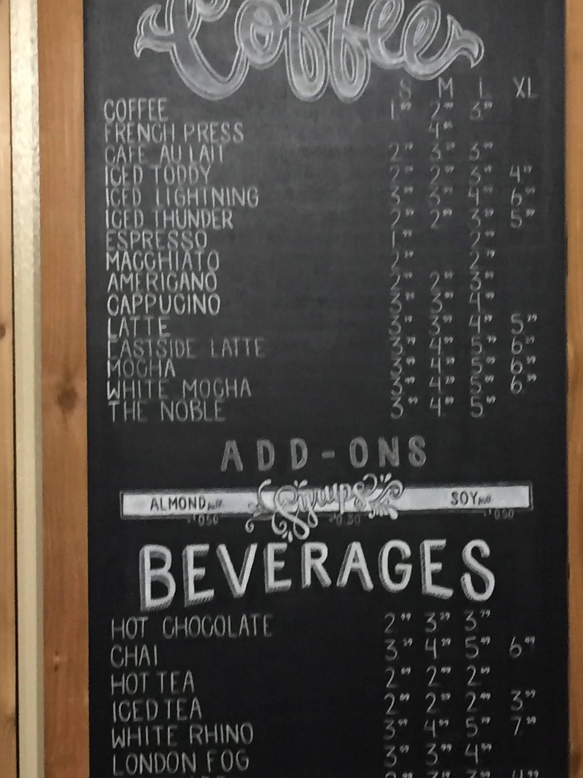Menu at Rhino Coffee Uptown pub & bar, Shreveport, 721 Southfield Rd