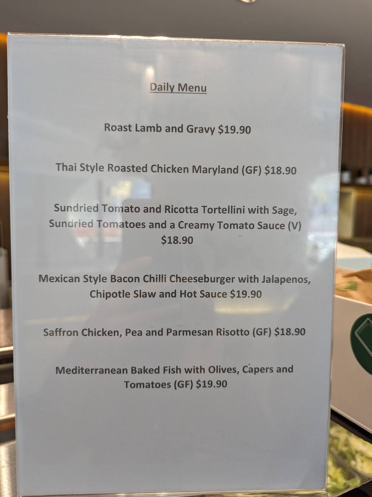 Menu at Super Eight cafe, Melbourne