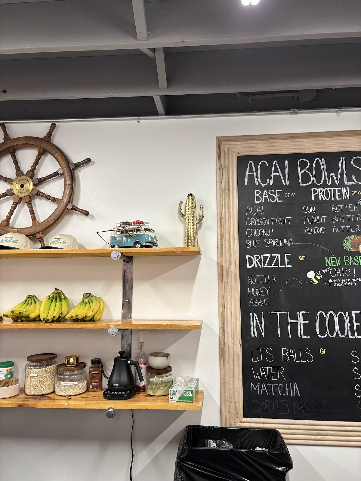 Menu at The Açaí Shack cafe, Amherstburg