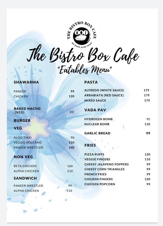 Menu at The Bistro Box Cafe, Shimla