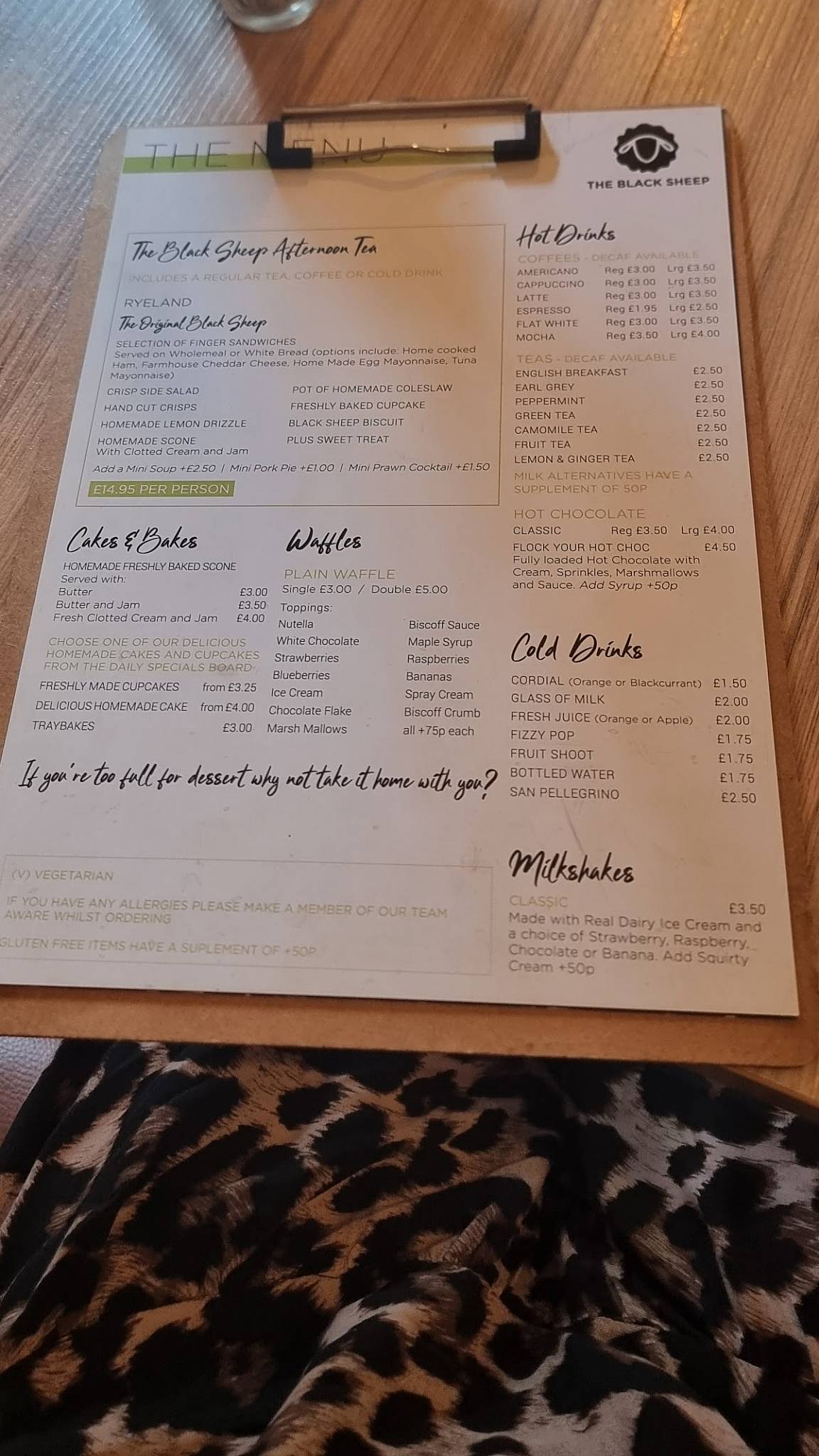 Menu at The Black Sheep Tea Room cafe, Lytham Saint Annes