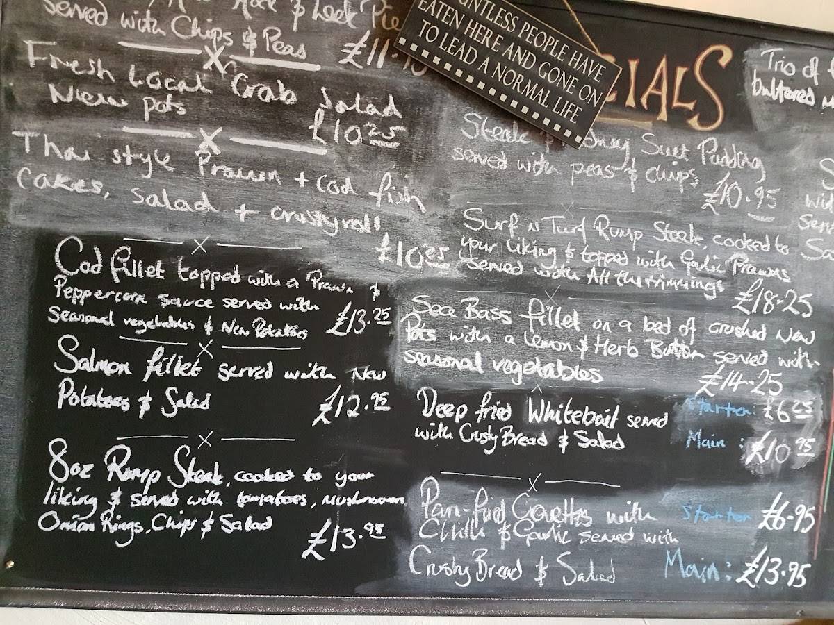 Menu at The Hill House Inn cafe, Happisburgh