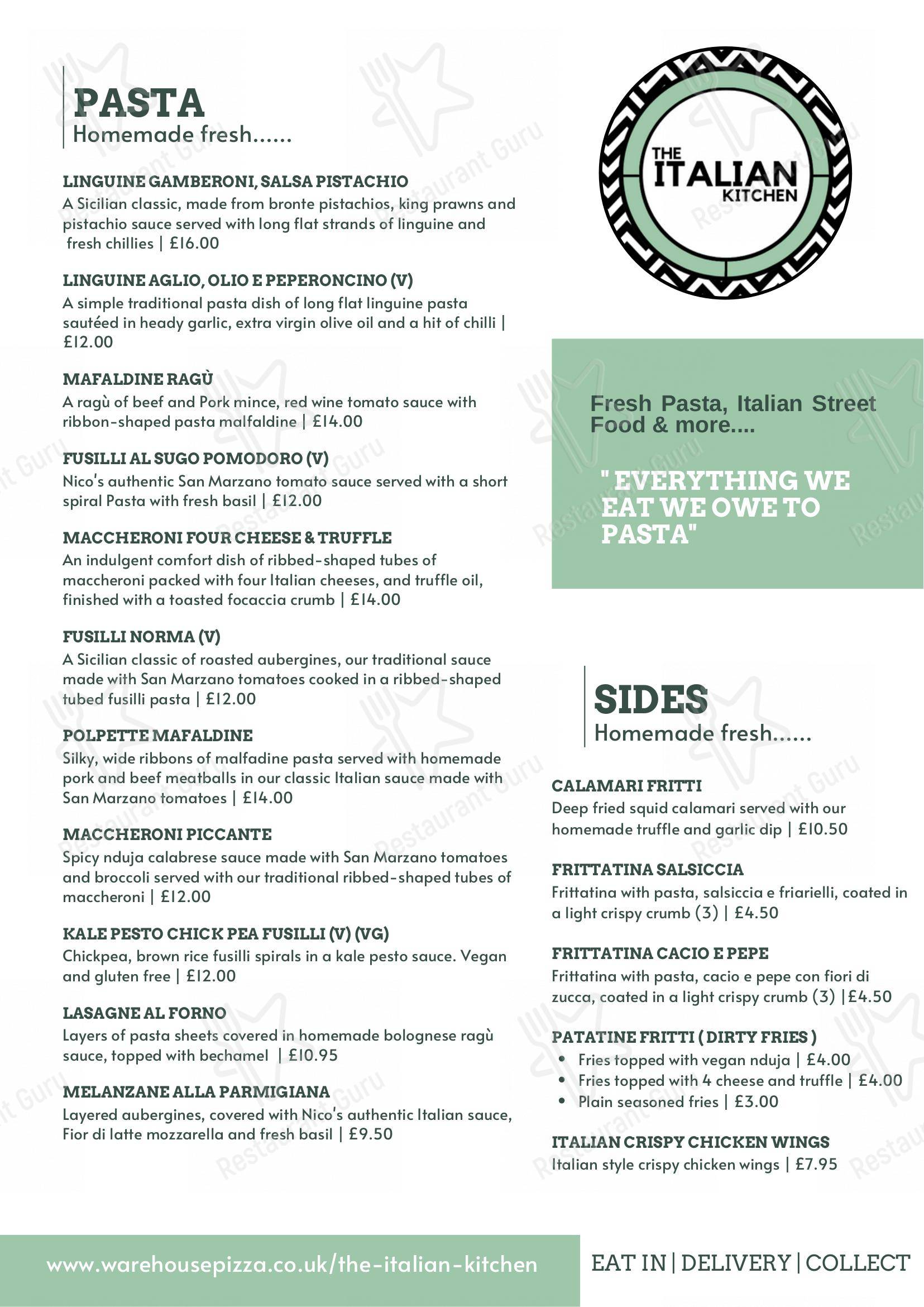 Menu at The Italian Kitchen restaurant, Berkhamsted