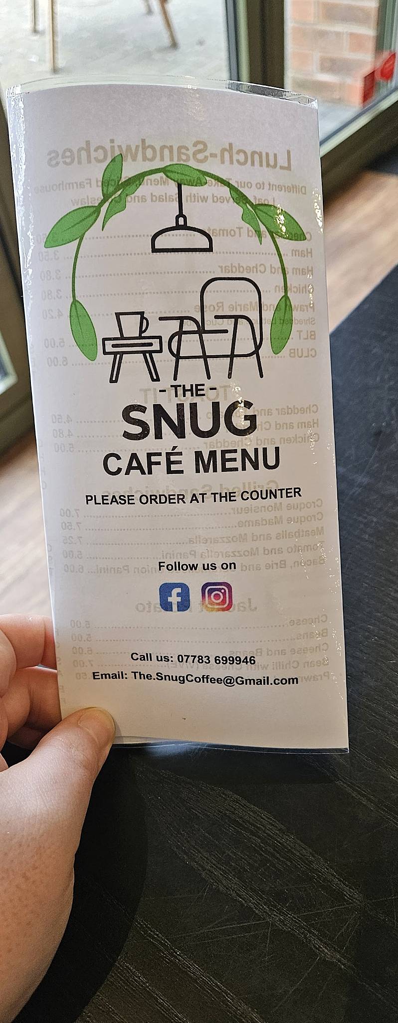 Menu at The Snug Cafe and Coffee House, Dronfield