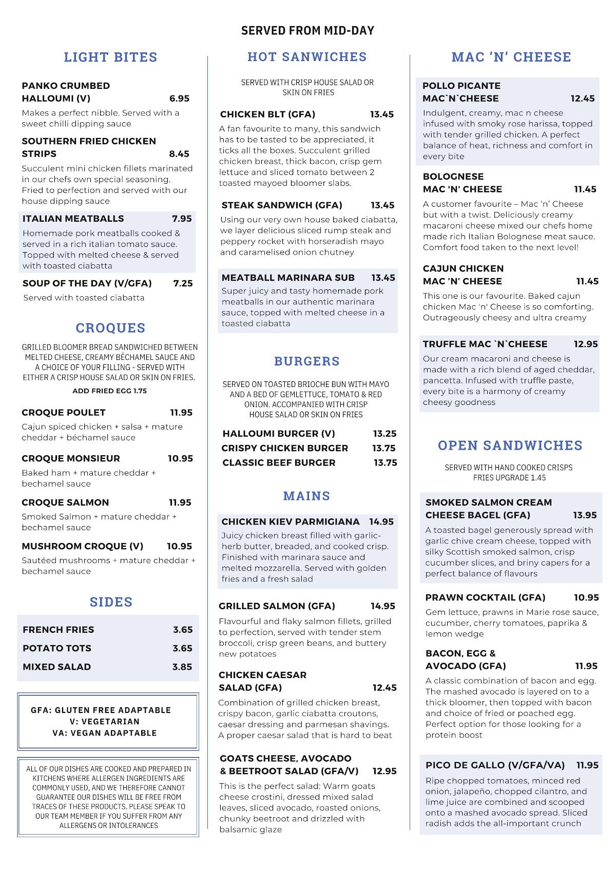 Menu at Cafe Vie The Bistro, Wakefield