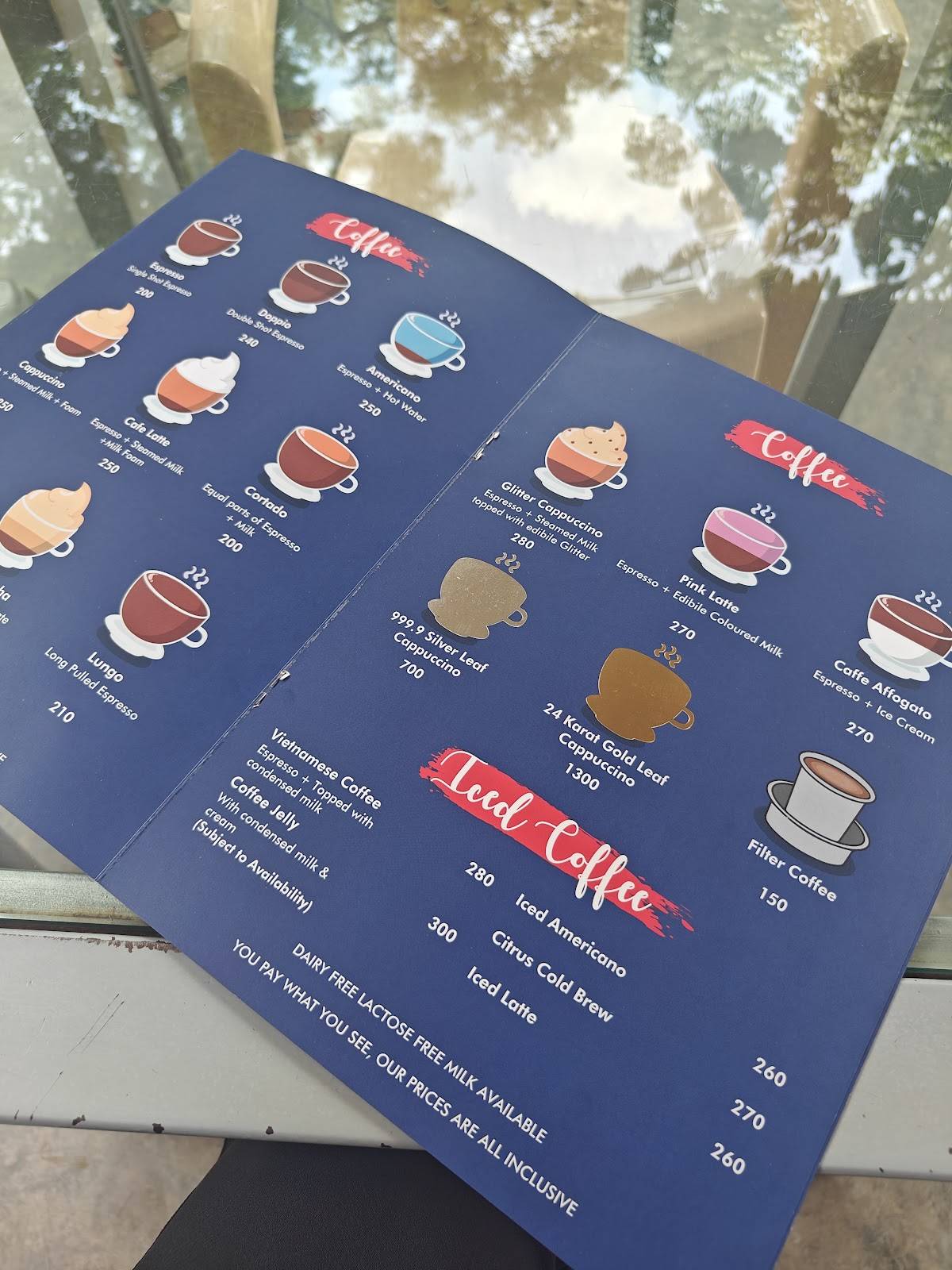 Menu at Water Monkey Cafe, Bengaluru
