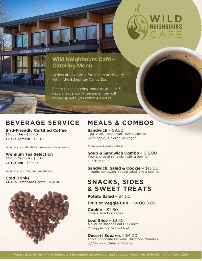 Carta de Wild Neighbours Cafe, Edmonton