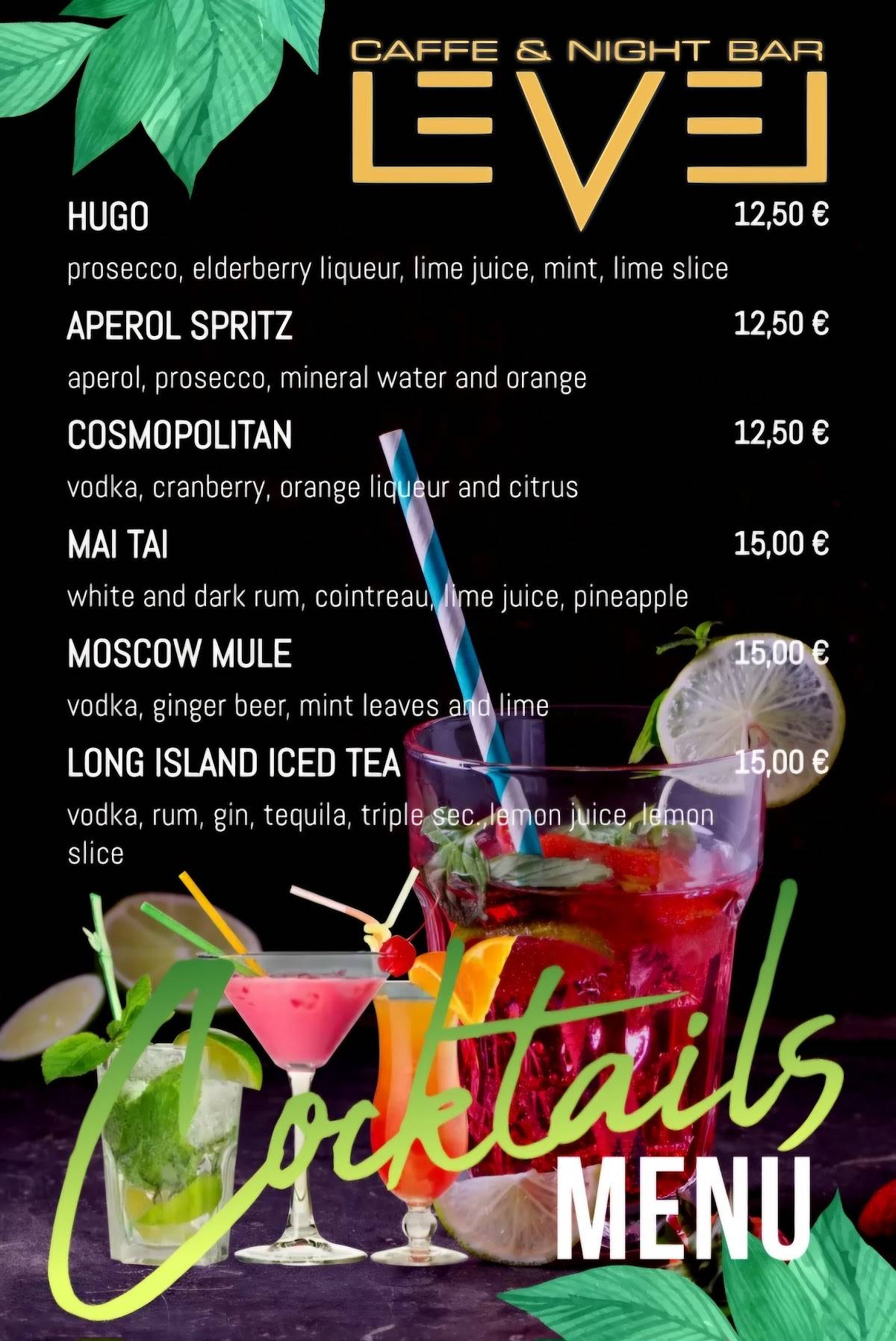 Menu au Café & Night bar Level, Dubrovnik
