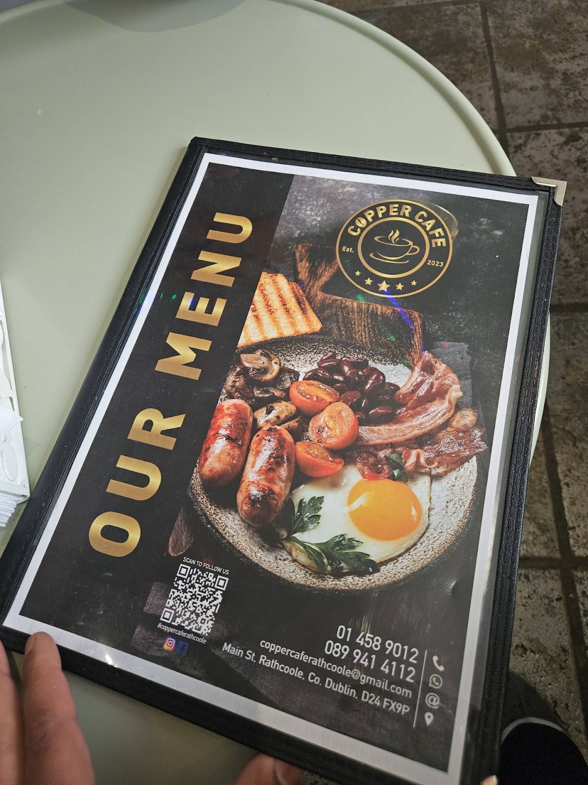 Menu at copper cafe, Dublin
