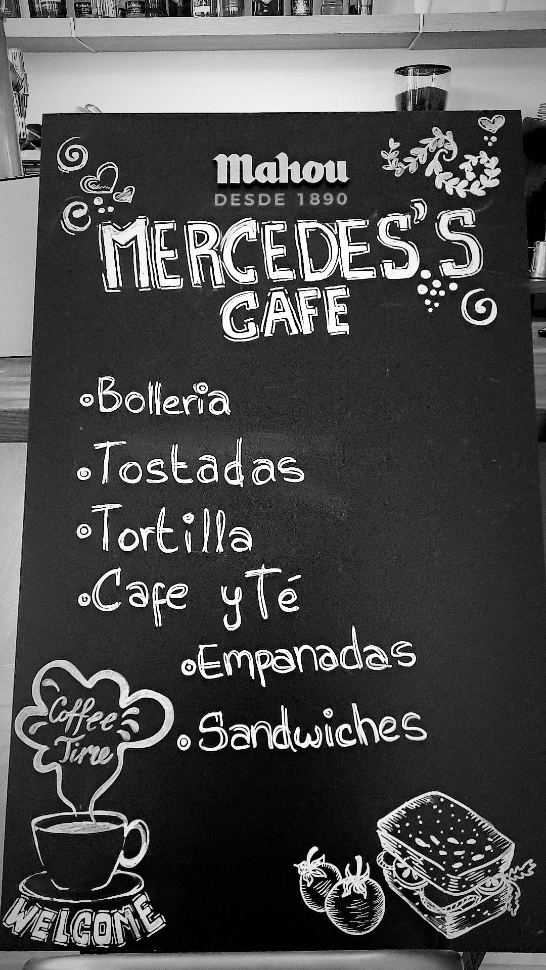 Carta de Mercedes Café Bar, Madrid, C. de Ríos Rosas