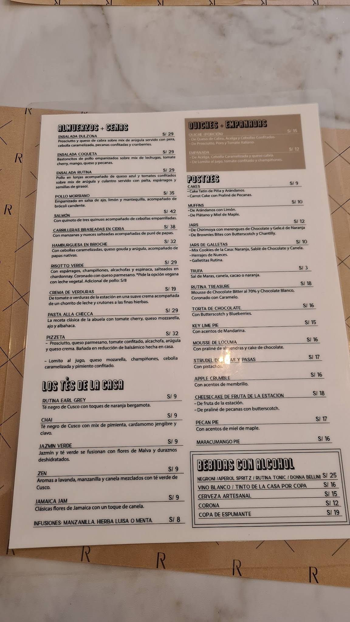 Carta de Rutina Café, Miraflores