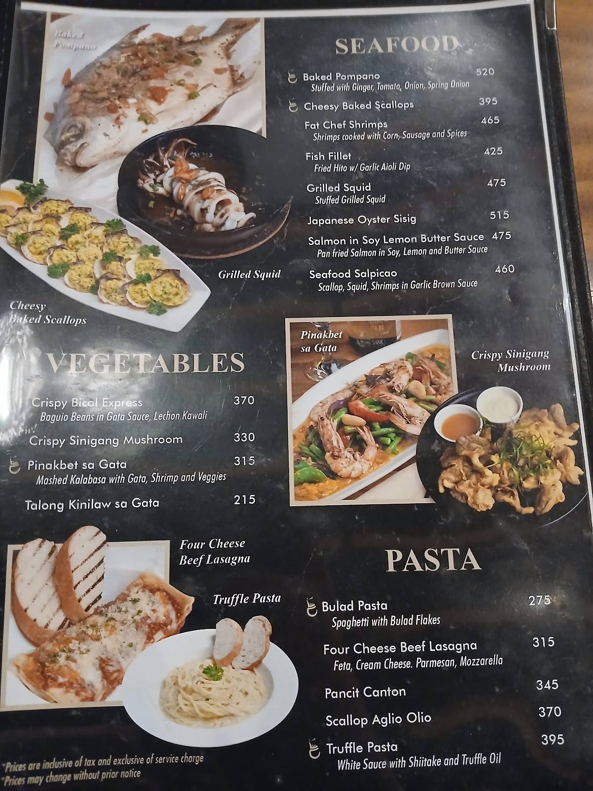 Menu at Fat Chef Restaurant, Cagayan de Oro
