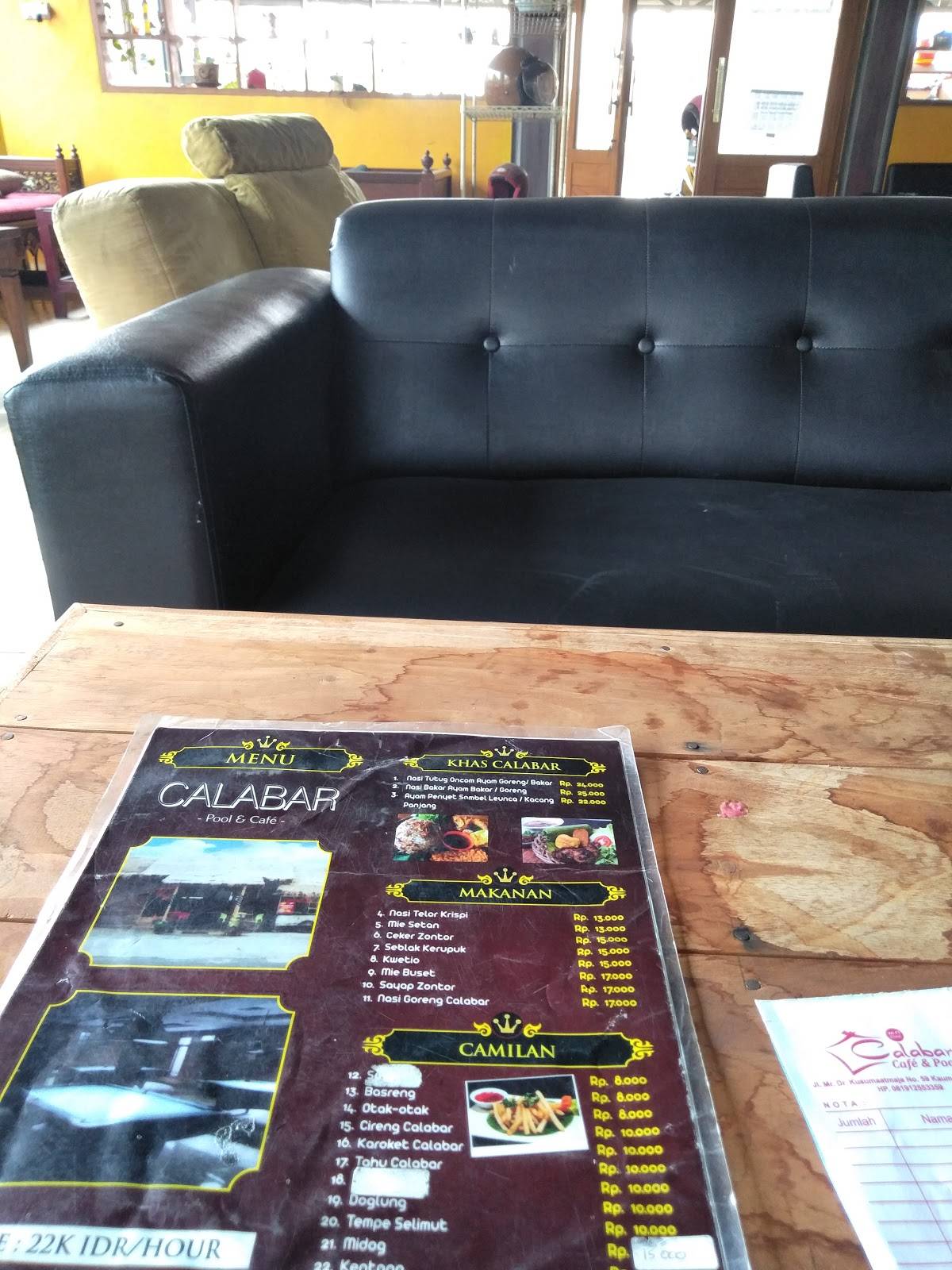 Carta de Calabar Cafe Purwakarta, Purwakarta