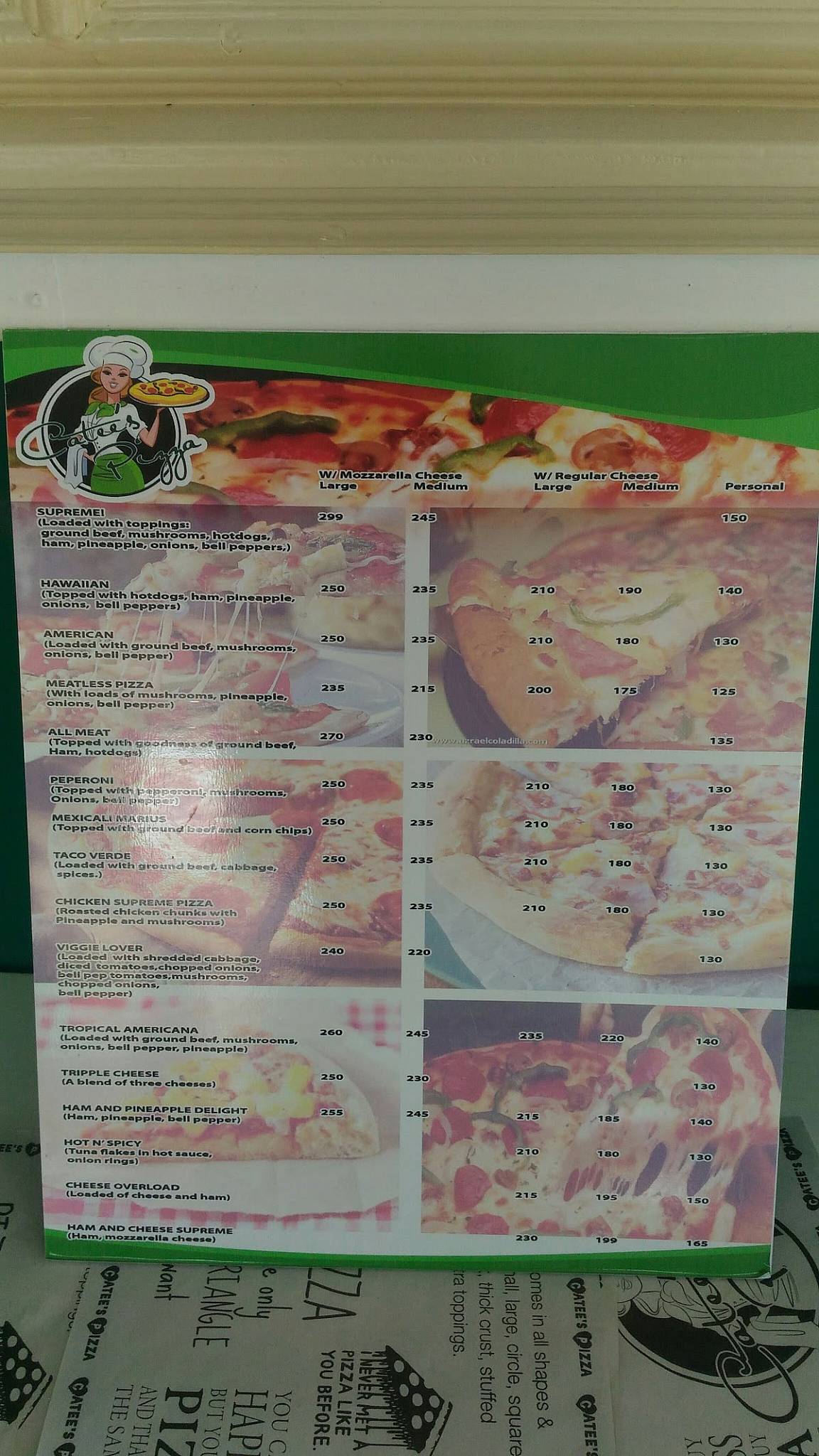 Menu at Calda Pizza restaurant, Cagayan de Oro, 9000 Misamis Oriental