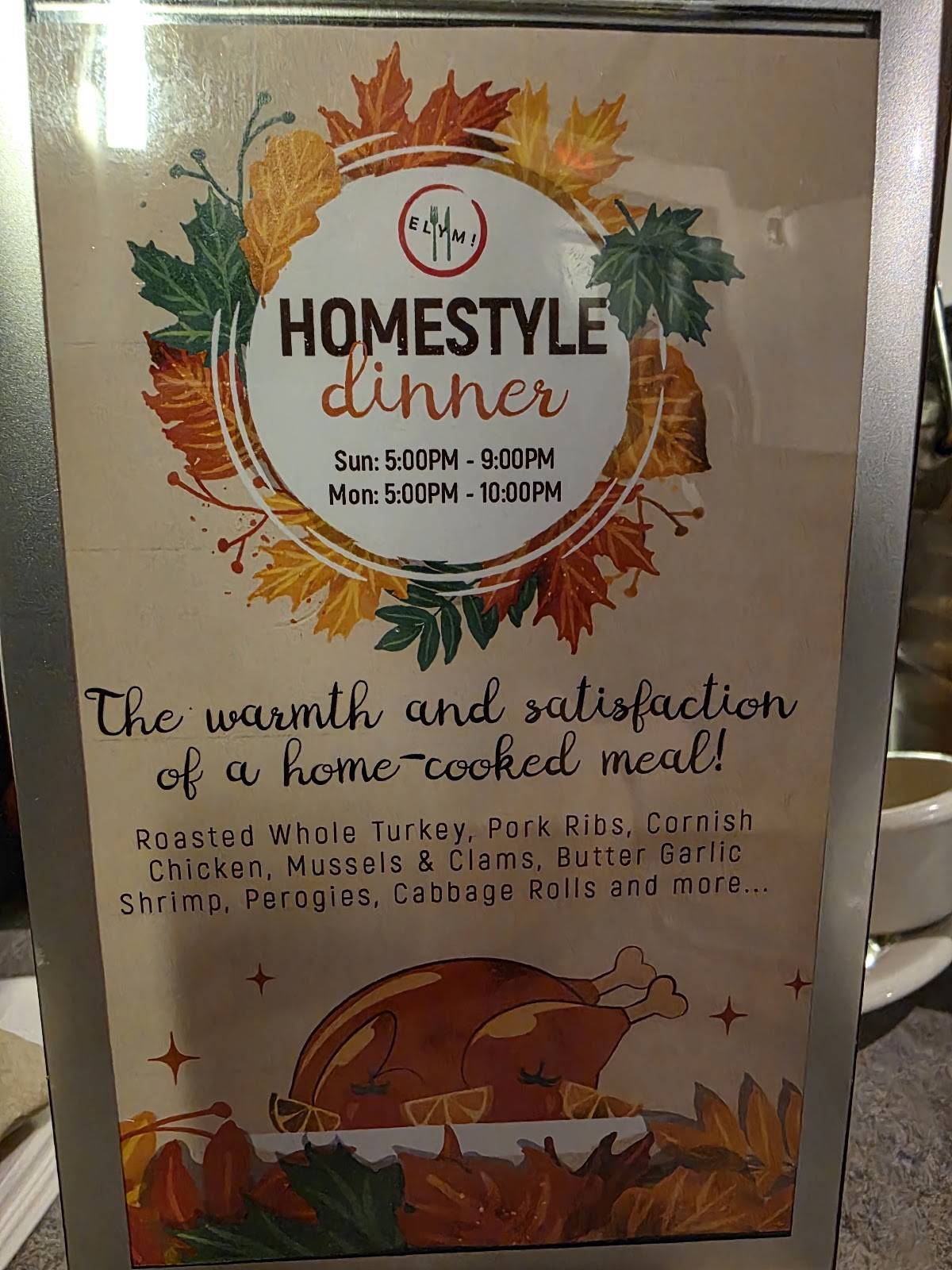 Menu at ELYMI Family Buffet Restaurant, Calgary